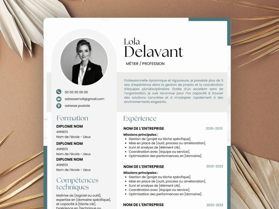 French Canva CV Template With Cover Letter - Etsy