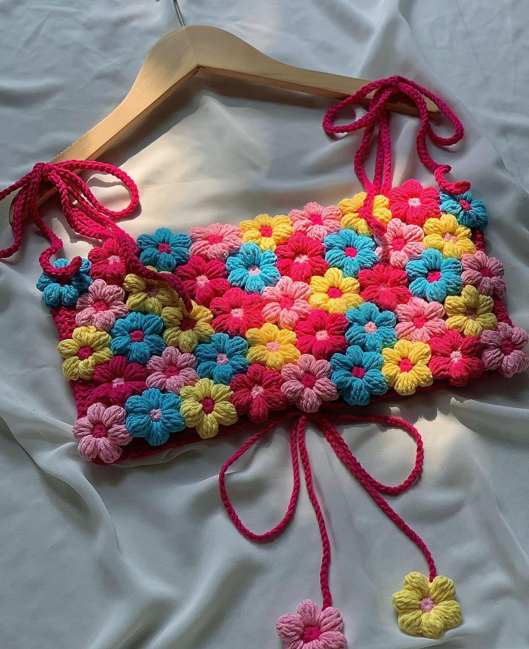 Handmade Crochet Flower Crop Top: Colorful Festival Outfit - Etsy
