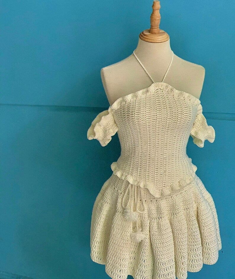 Cream Crochet Corset Dress – Colorful Bralette and Shorts – 2 Piece ...