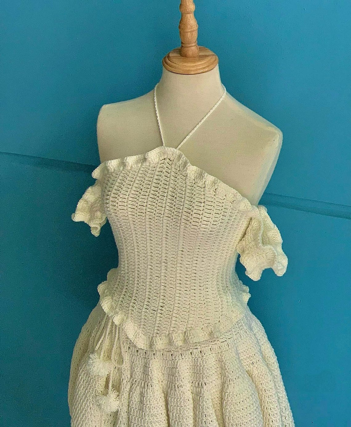 Cream Crochet Corset Dress – Colorful Bralette and Shorts – 2 Piece ...