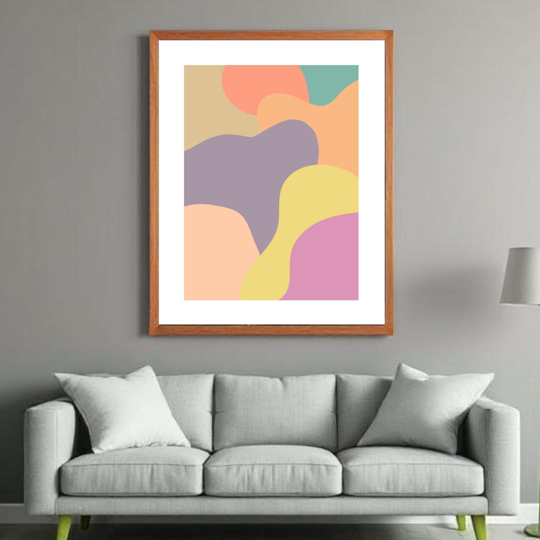 Multicolored Abstract Wall Art, Multicolor Shape Wall Art, Digital Wall ...