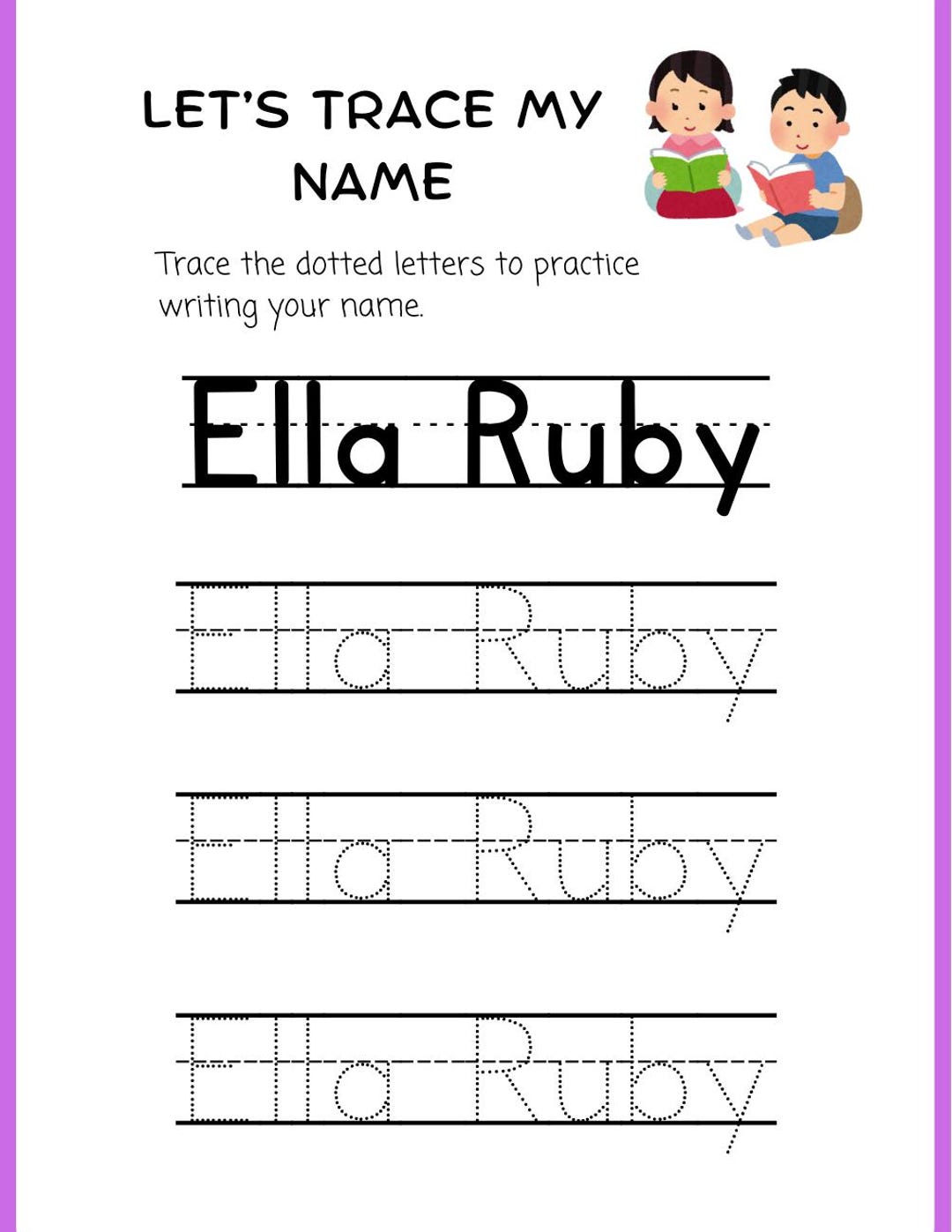 Custom Name Writing Practice - Handwriting Worksheets for Children - Etsy