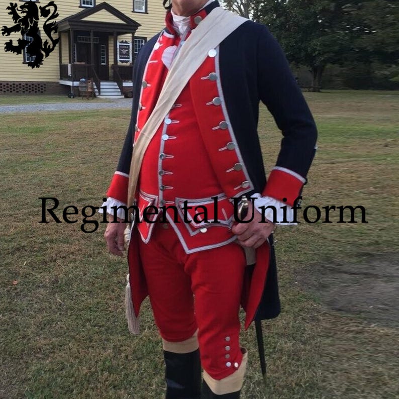 Navy Blue Wool Colonial War Uniform: 18th Century Military Hussar Coat ...