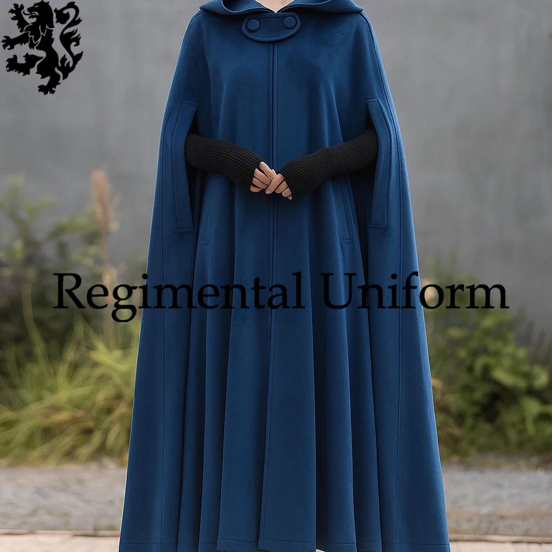 Renaissance Medieval Cloak: Blue Wool Cosplay Viking Full Circle Cape ...