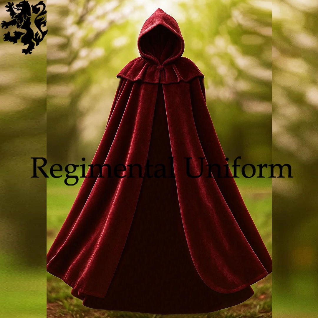 Medieval Renaissance Cloak : Dark Maroon Velvet Cosplay Viking Cape ...