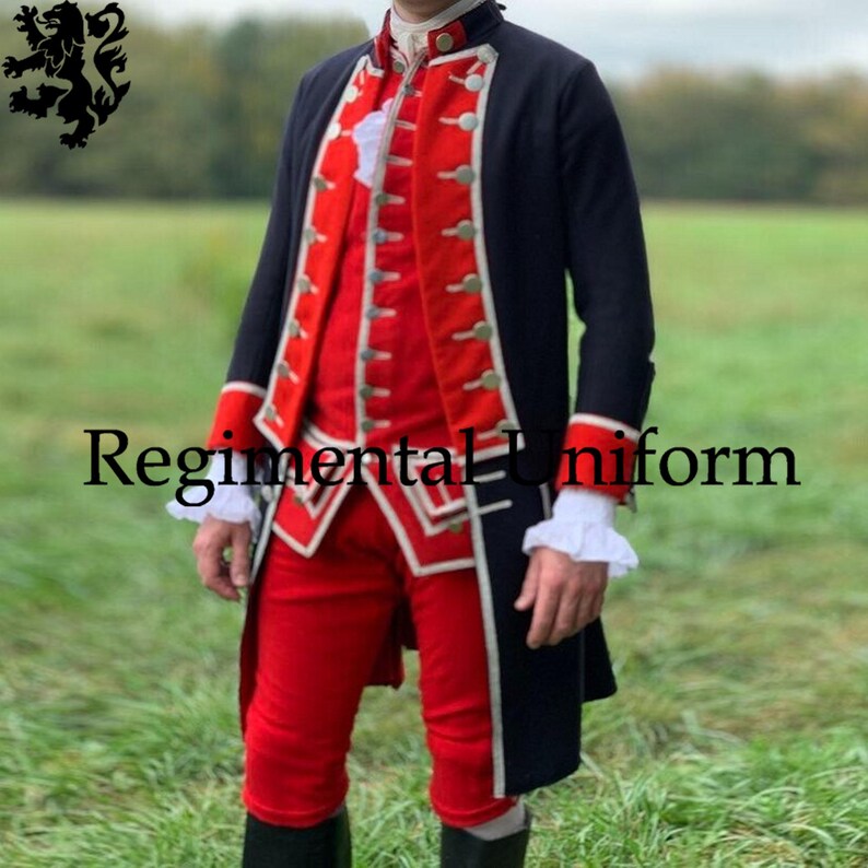 Navy Blue Wool Colonial War Uniform: 18th Century Military Hussar Coat ...