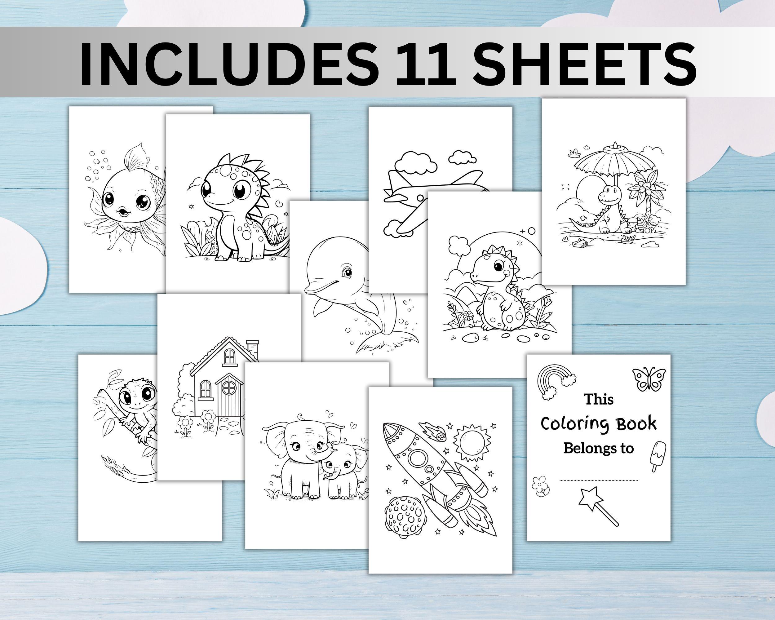 Printable Coloring Book, Coloring Book for Kids and Adults, Animal ...