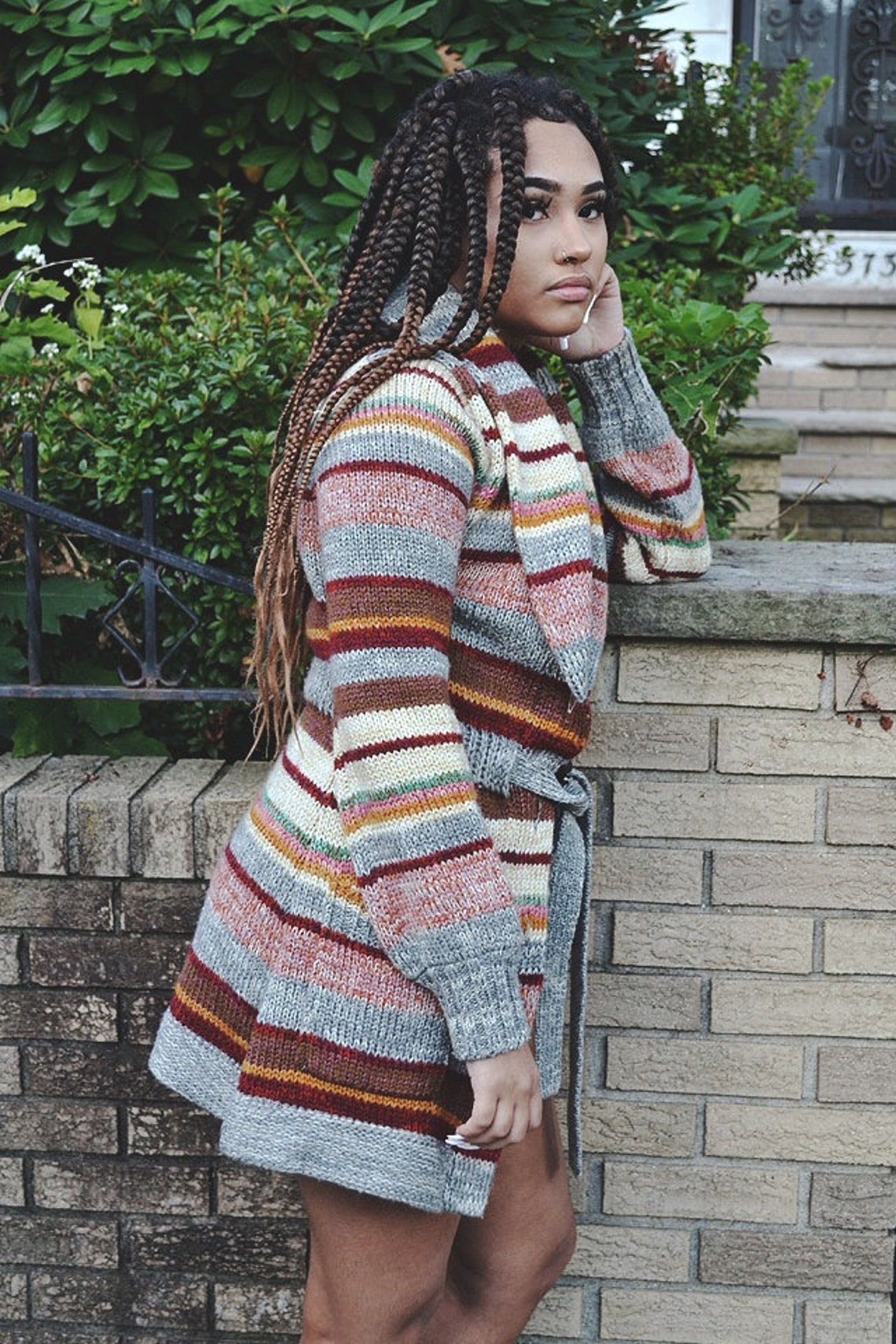 Vintage Sandstone and Sand Dunes Striped Cardigan // SM - Etsy