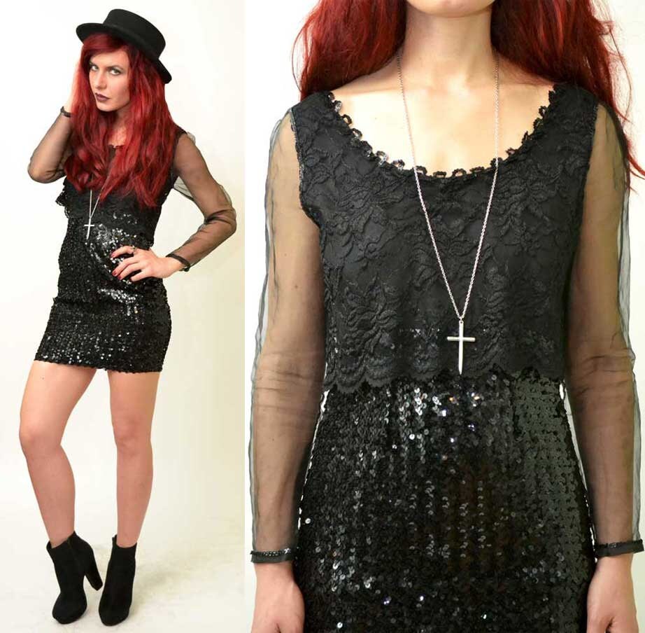 SALE: Night Stalker Lace & Sequins Body-con Mini Dress - Etsy
