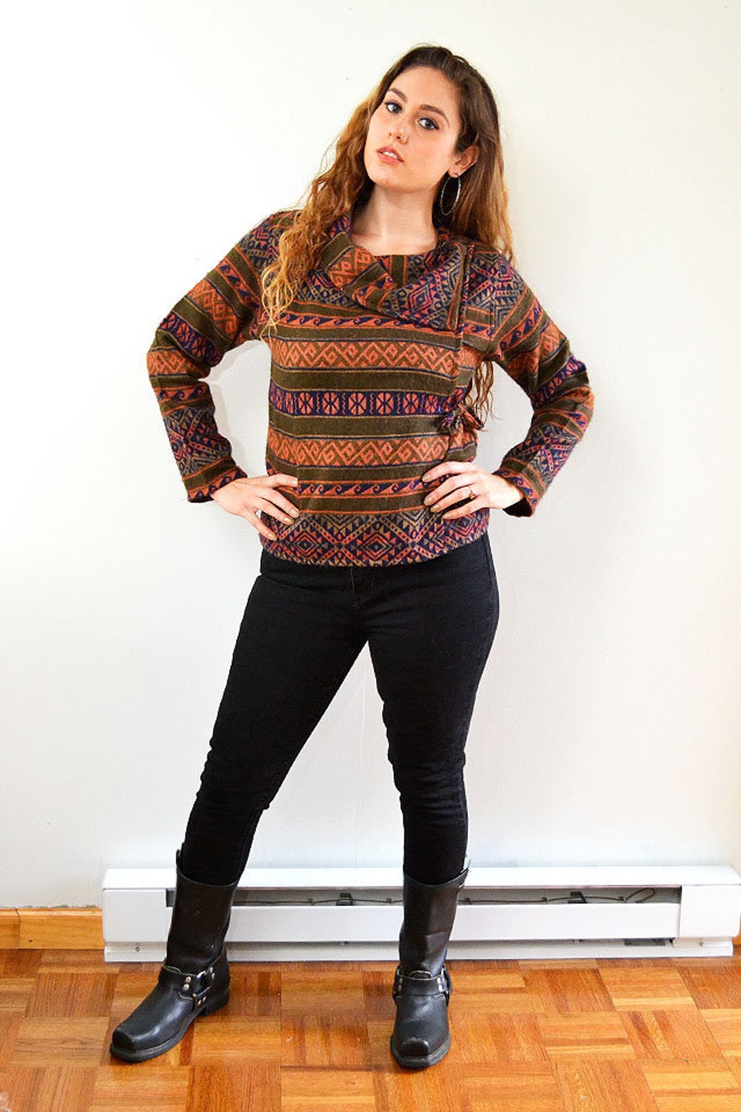 Vintage Tibetan Tribal Print A-symmetrical Wrap Top // S - Etsy