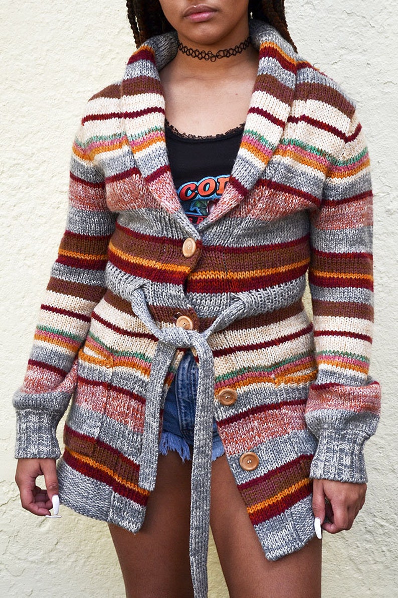 Vintage Sandstone and Sand Dunes Striped Cardigan // SM - Etsy