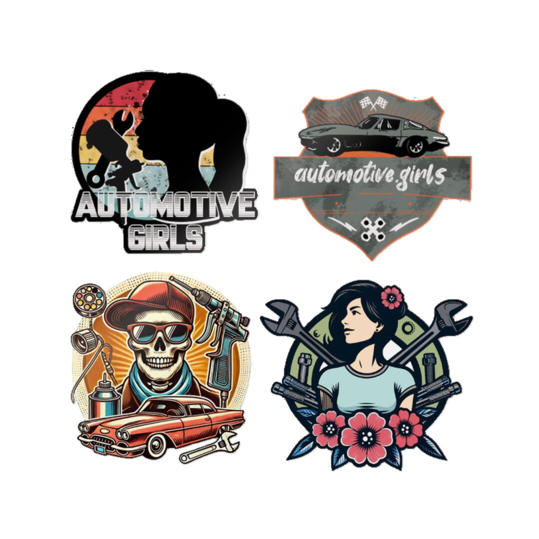 Automotive Girls Die-cut Stickers Set | Cool Car Enthusiast Décor ...