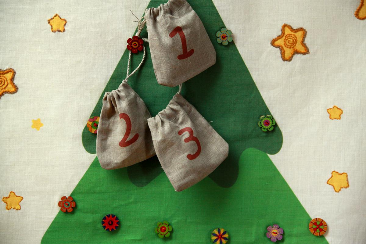 Linen Advent Calendar 2025 for Kids: Embroidered Christmas Tree ...