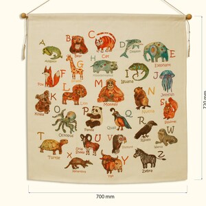 Woodland Animal Alphabet Linen Wall Hanging: Watercolor Nursery Decor ...