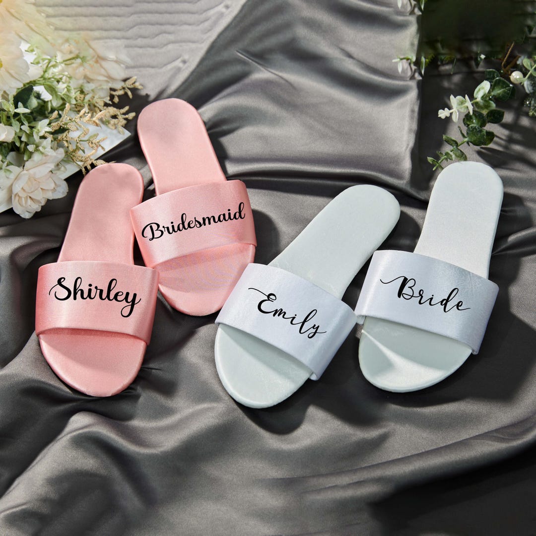 Personalized Silk Slippers Bridesmaid Gifts Custom Bride Slippers ...