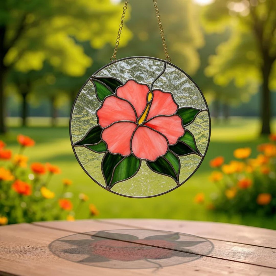 Hibiscus Flower Stained Glass Pattern – Tropical Suncatcher, Floral ...