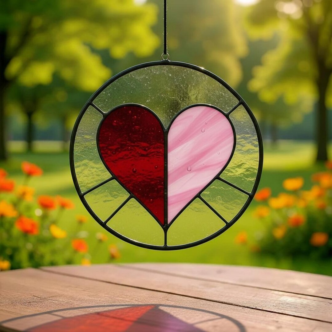 Love Heart Stained Glass Pattern – Valentine's Day Suncatcher (pdf Svg ...