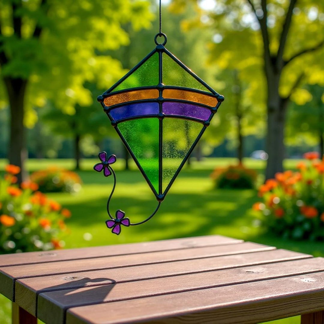 Kite Stained Glass Pattern, Beginner Suncatcher Template, SVG PDF PNG ...
