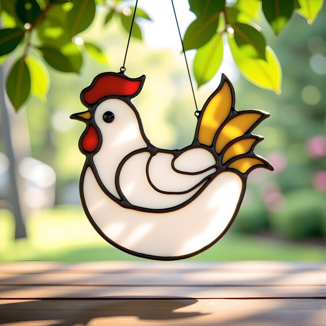 Chicken Suncatcher Stained Glass Pattern, Farmhouse Kitchen Decor (pdf ...