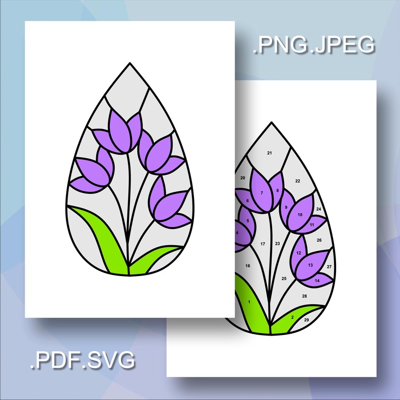 Stained Glass Flower Suncatcher Pattern, Purple Floral Ornament (pdf ...