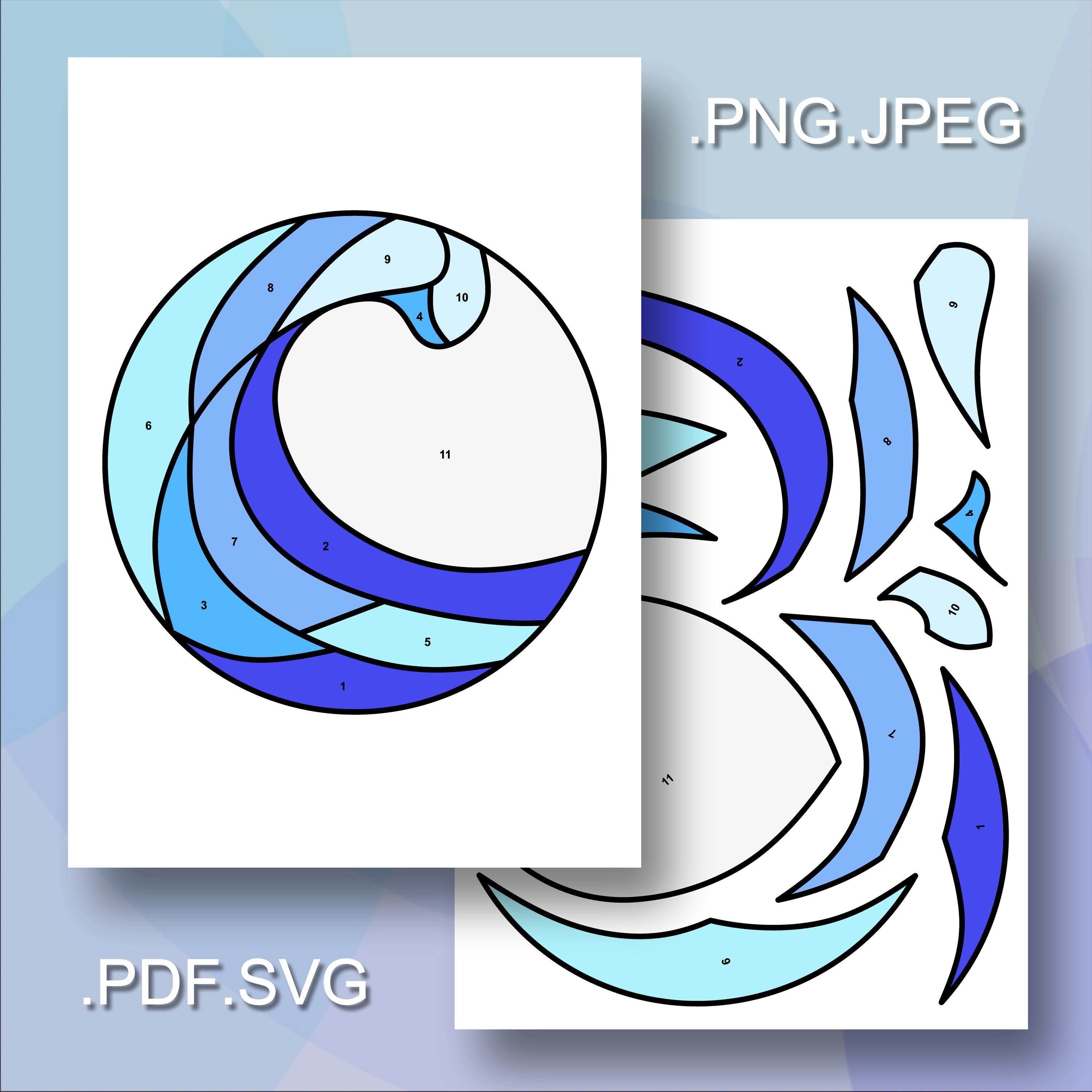 Ocean Wave Stained Glass Pattern Suncatcher, Digital Ocean Decor Art ...