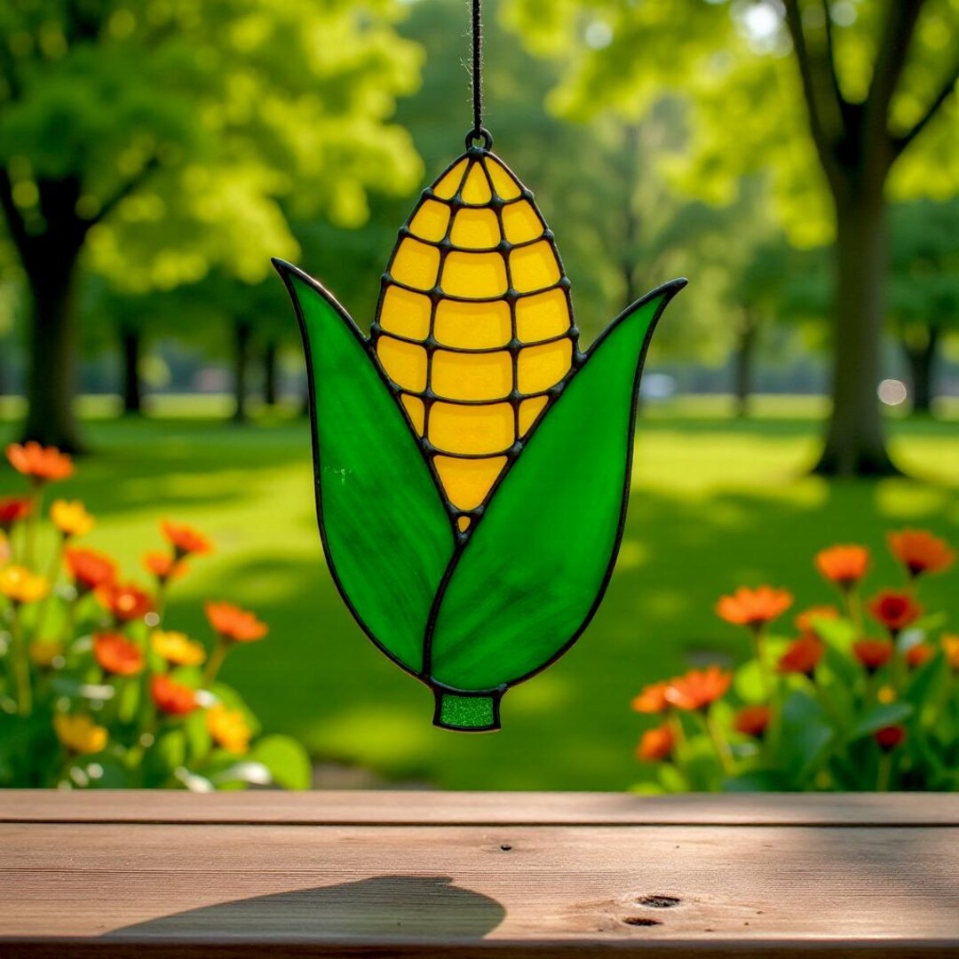 Corn Stained Glass Pattern, Vegetable Suncatcher Template, Beginner PDF ...