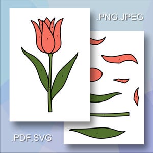 Tulip Stained Glass Pattern, Digital Download Flower Art, Stained Glass ...