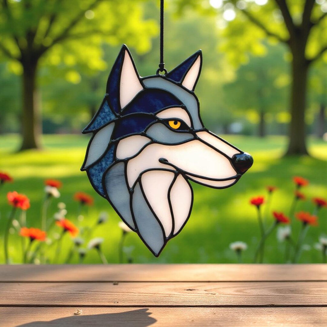Wolf Stained Glass Pattern, Suncatcher Template (PDF, SVG, PNG) - Etsy