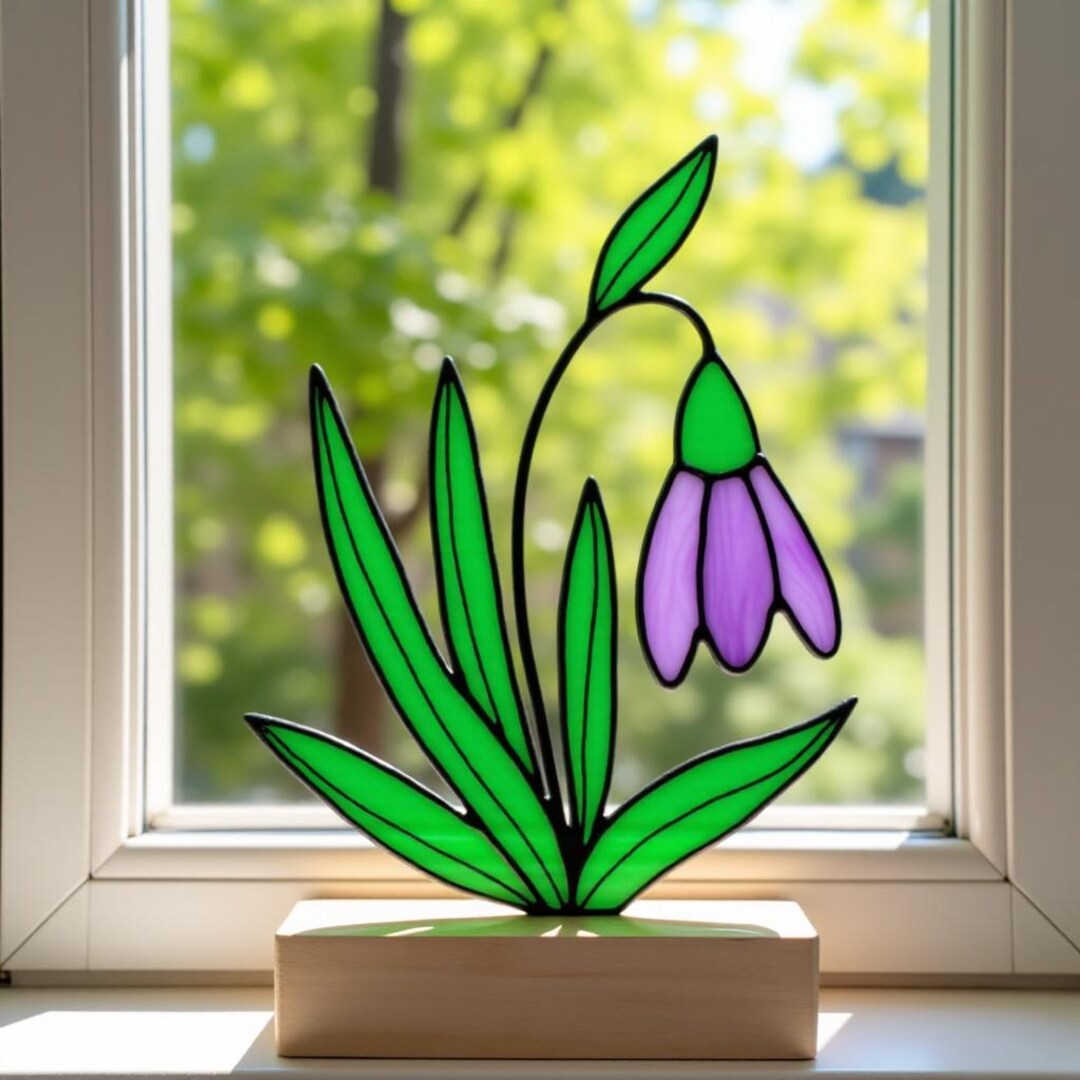 Stained Glass Pattern Crocus – Glass Ornament, Flower Panel, Glass Art ...