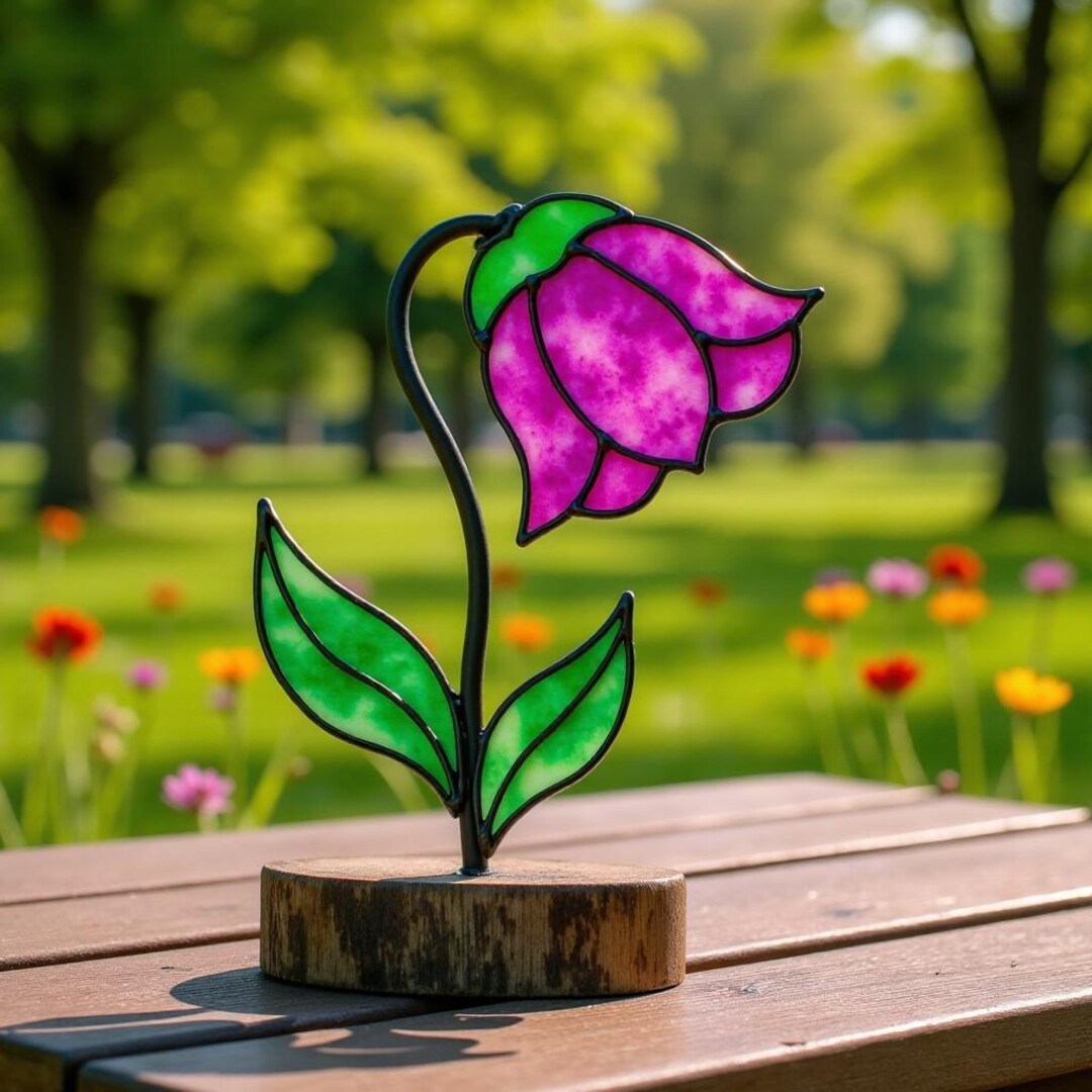 Bellflower Stained Glass Pattern, Beginner Flower Stand Template, PDF ...