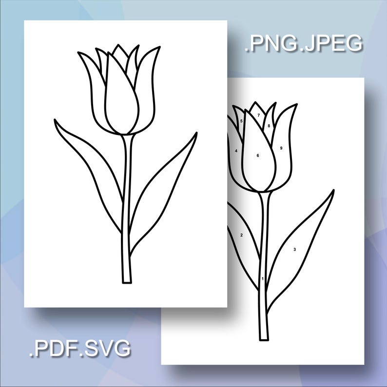 Tulip Stained Glass Pattern, Digital Download Flower Art, Stained Glass ...