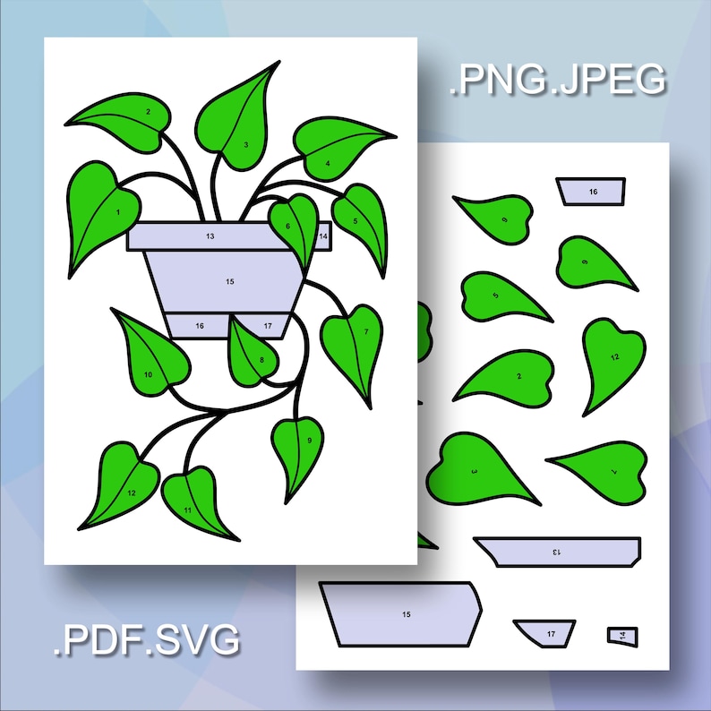 Stained Glass Patterns Golden Pothos - Suncatcher, House Plants, Pothos ...