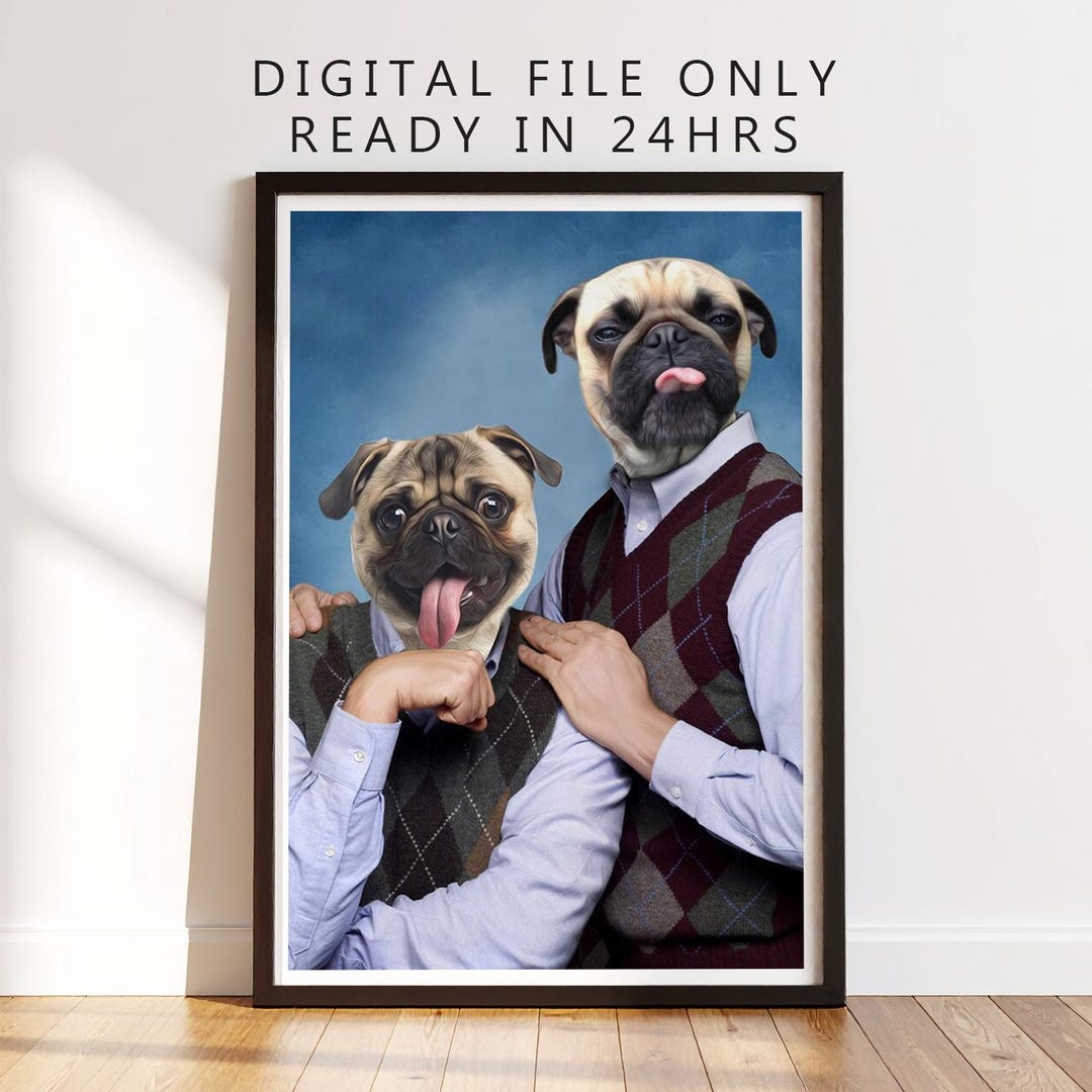 Custom Step Brothers Portrait, Two Pets Portrait, Multi Pet Portrait ...