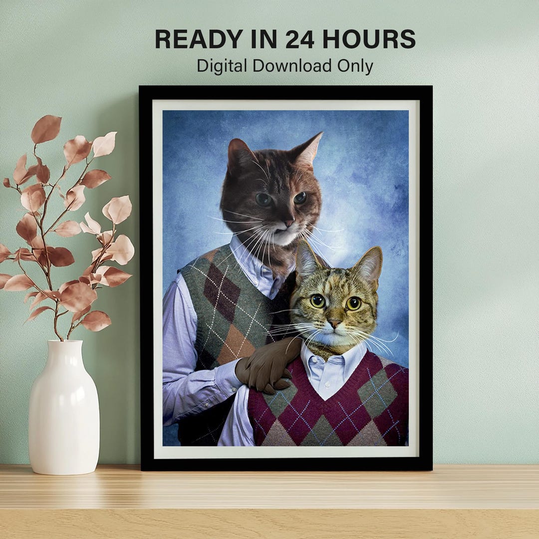 Custom Step Brothers Portrait, Two Pets Portrait, Multi Pet Portrait ...