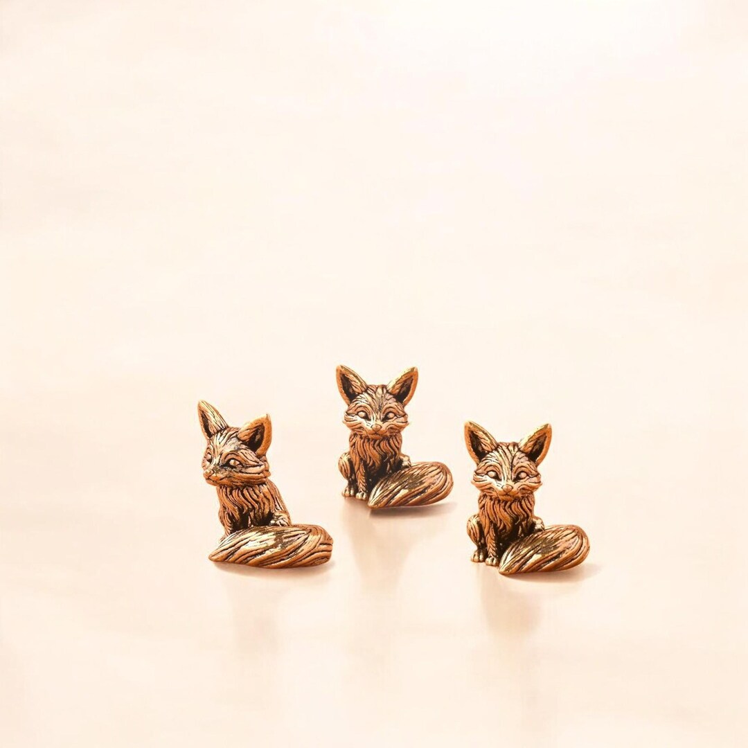 Brass Baby Fox Figurine - Cute Fox Sculpture, Woodland Animal Decor ...