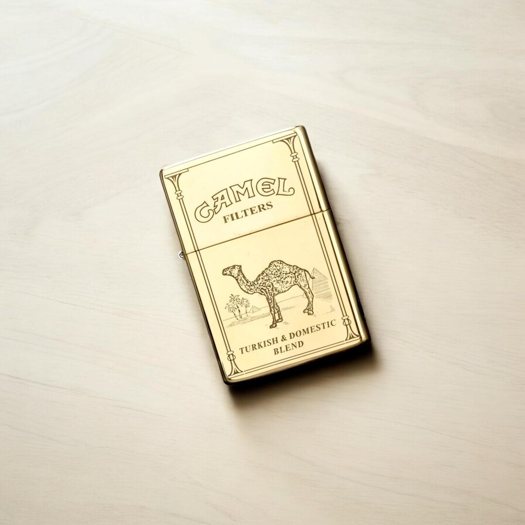 Vintage Brass Lighter - Engraved Marlboro Camel Windproof Lighter ...