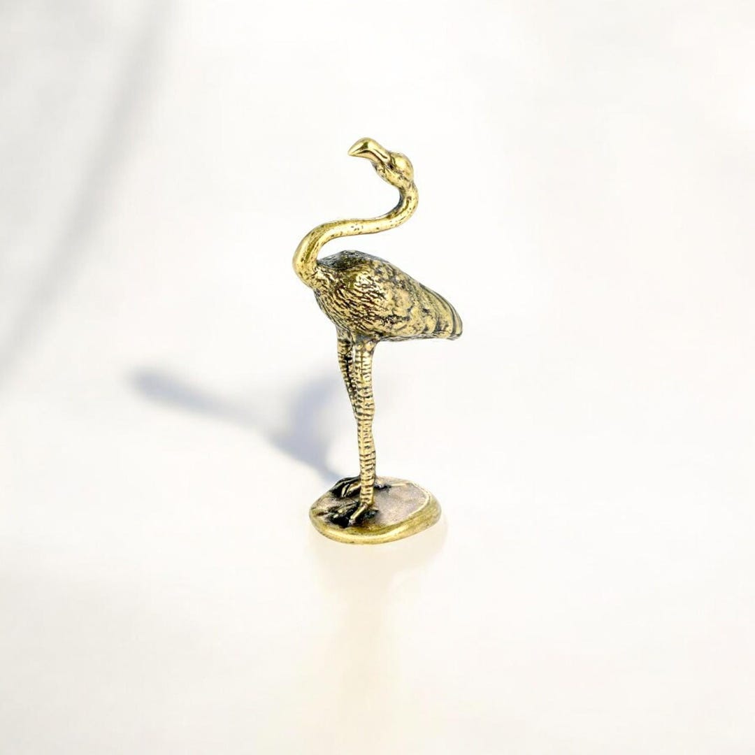 Vintage Brass Flamingo Statue - Copper Bird Figurine, Mid Century Decor ...