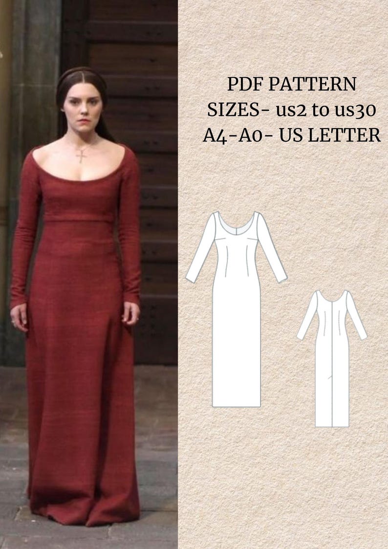 Renaissance Maxi Dress Pattern,linen Medieval Dress Pattern,fairy ...