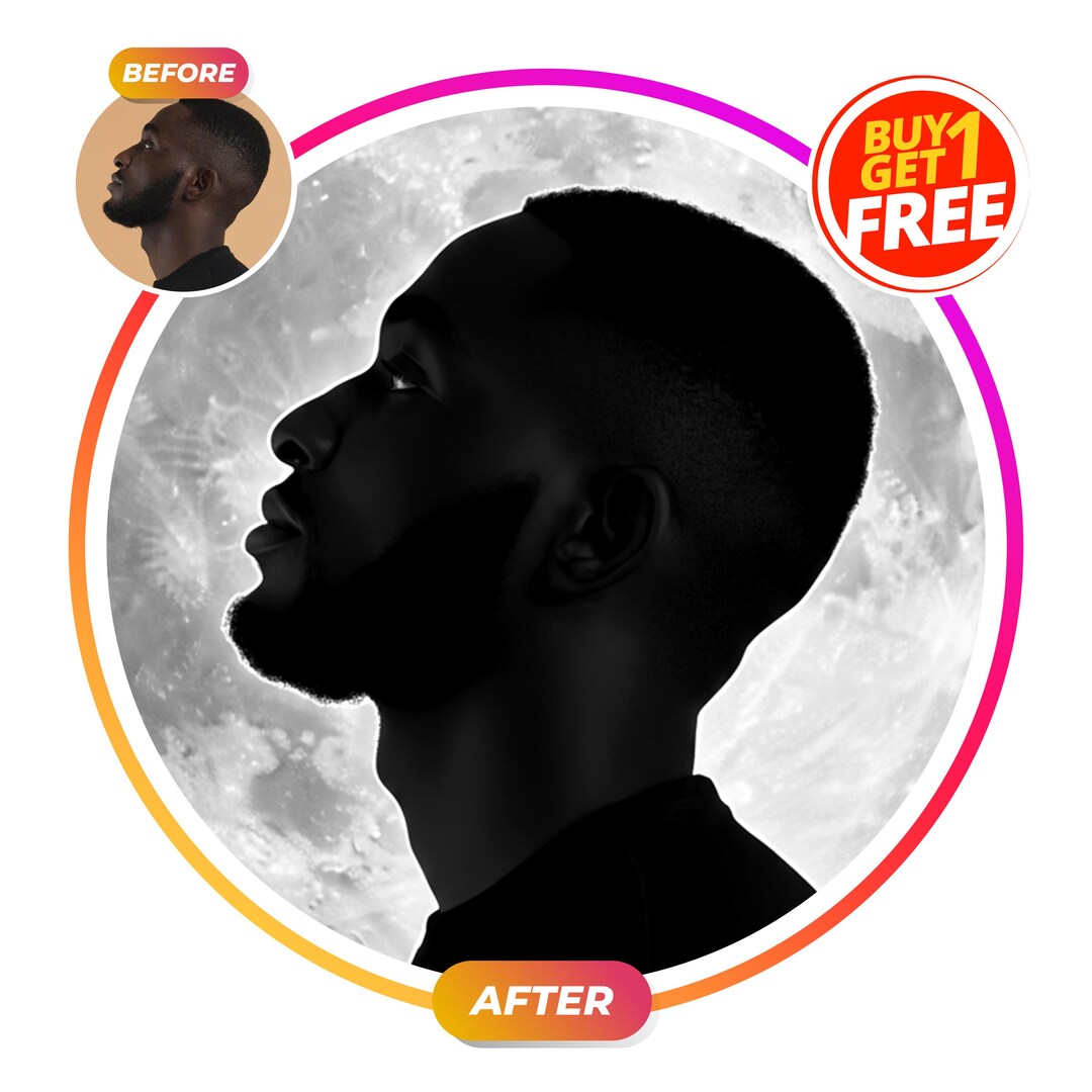 Custom Moon Silhouette Portrait From Photo Minimal Black Profile ...