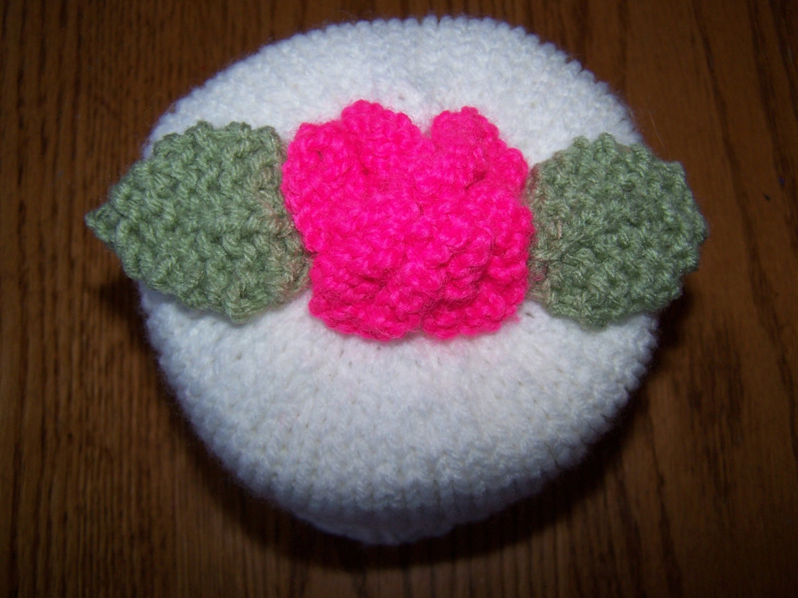 Knitted Hot Pink Flower Top Hat - Etsy