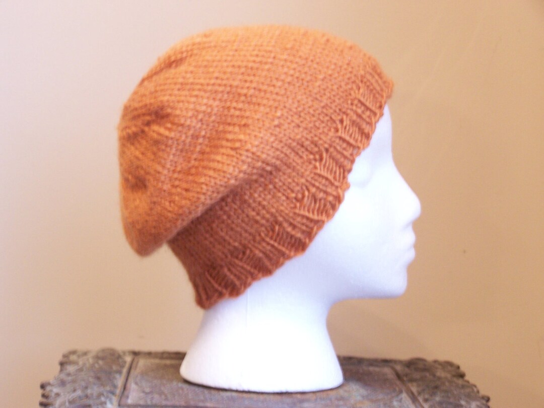 Coral(ish) Slouchy Knit Hat - Etsy