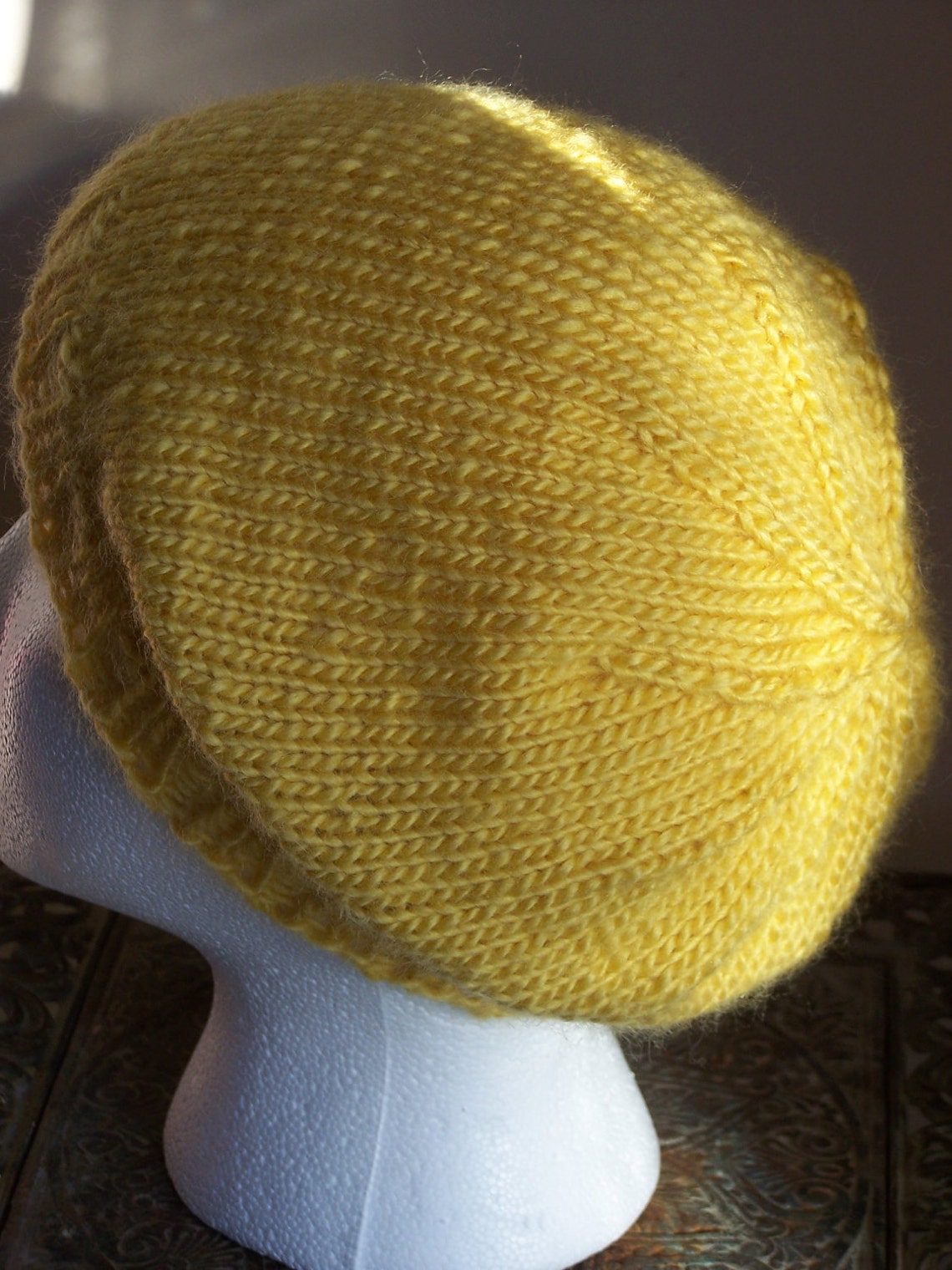 Yellow (ish) Slouchy Knit Hat - Etsy