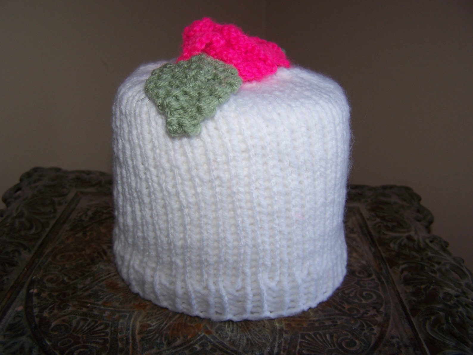 Knitted Hot Pink Flower Top Hat - Etsy