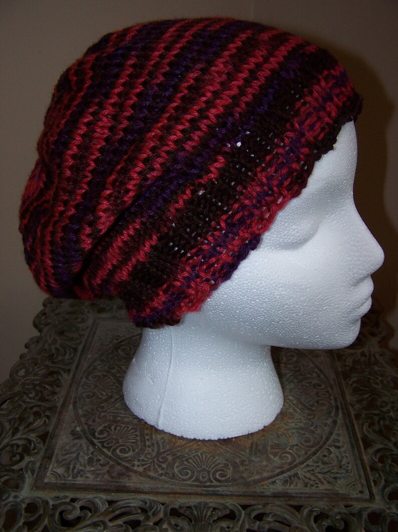 Red Varigated Slouchy Hat - Etsy