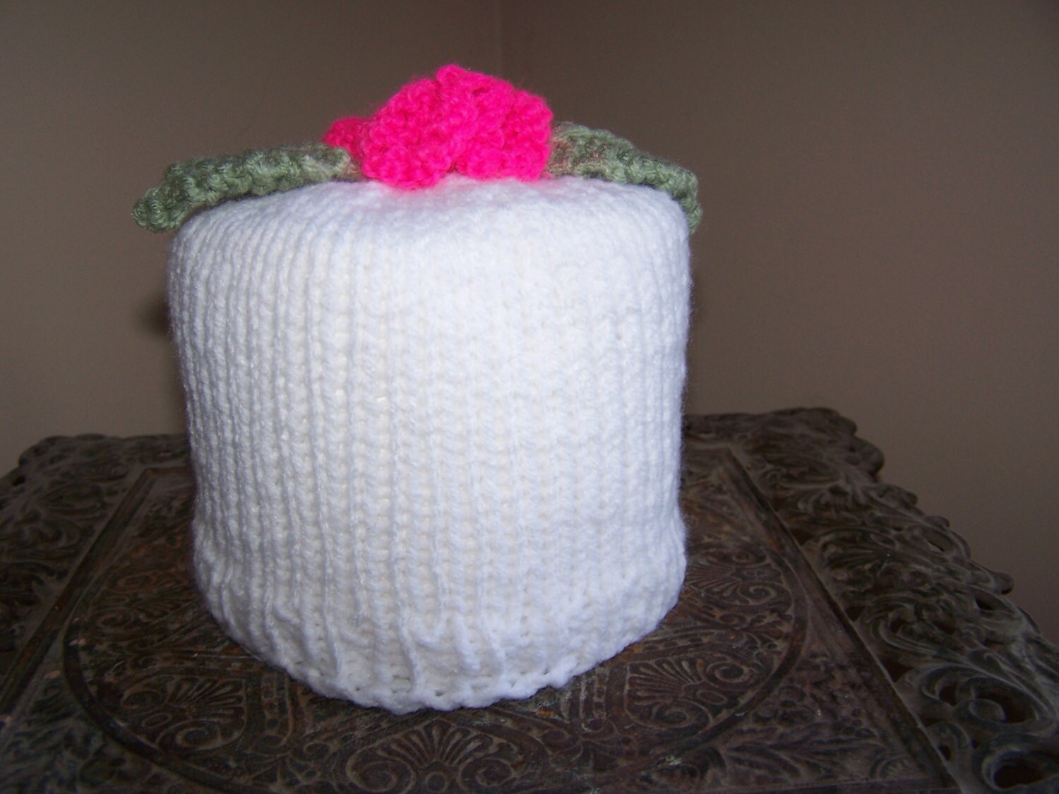 Knitted Hot Pink Flower Top Hat - Etsy