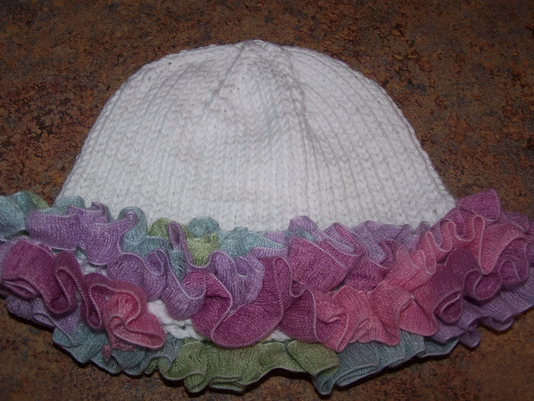 White Ruffled Baby Hat - Etsy