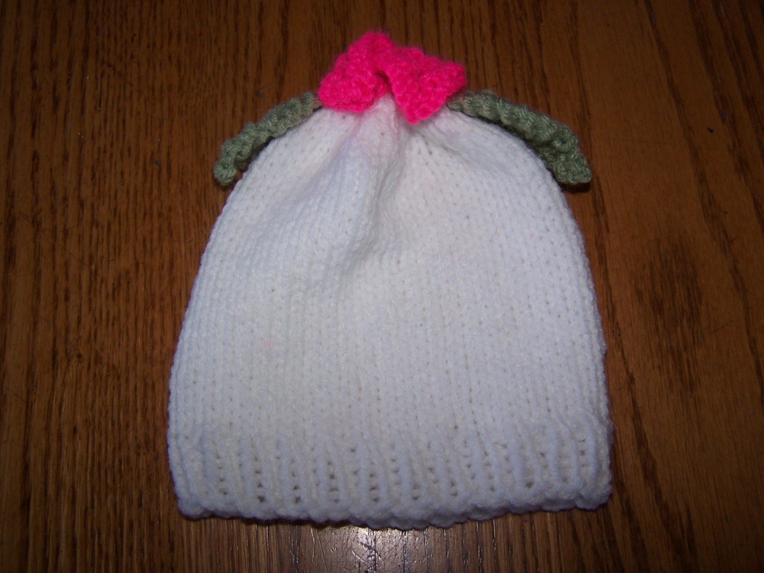 Knitted Hot Pink Flower Top Hat - Etsy