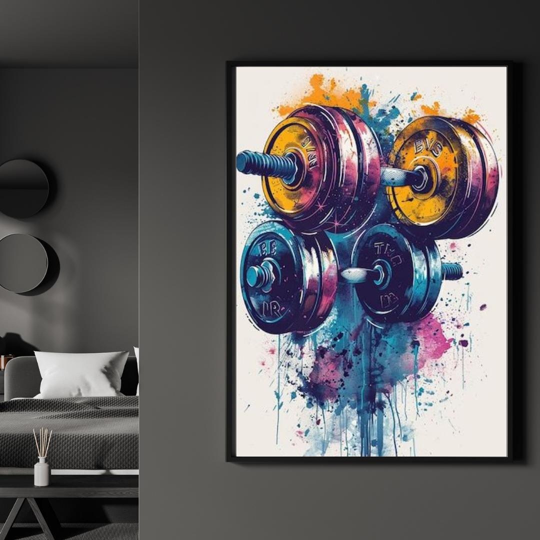 Dumbbell Wall Art, Gym Poster, Motivation Wall Art, Fitness Art ...
