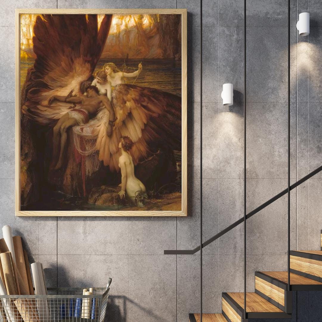 Icarus Illıstration Wall Art, Greek God Illustrarion Wall Art, Icarus ...