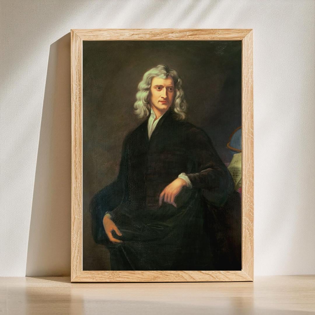 Isaac Newton Portrait Wall Art, Science Gifted Wall Art, Vintage Famous ...